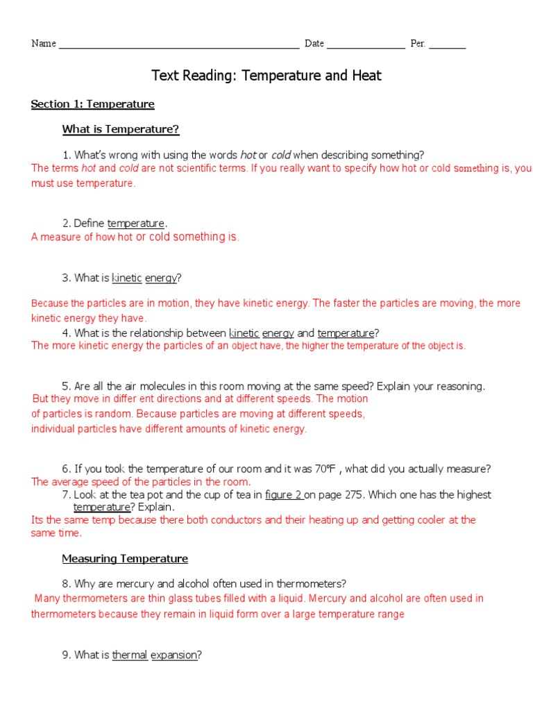 Understanding Temperature and Heat Concepts | PDF | Temperature ...