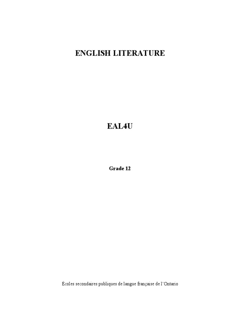 English Literature: Grade 12 | PDF | Course Evaluation | Educational ...
