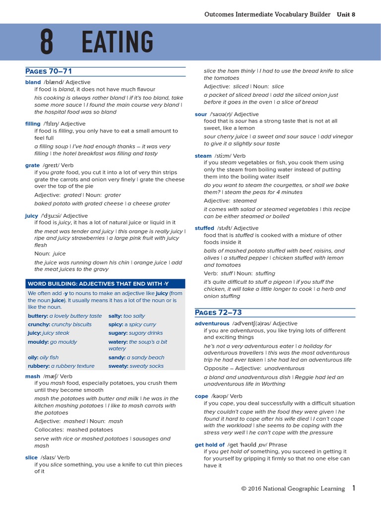 Outcomes Intermediate VocabBuilder Unit8 | PDF | Adjective | Juice