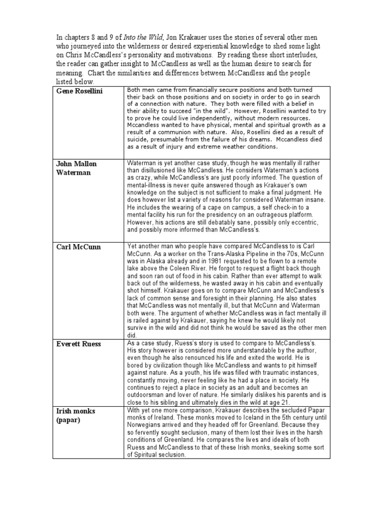 McCandless and His Wilderness Parallels | PDF | Human Nature