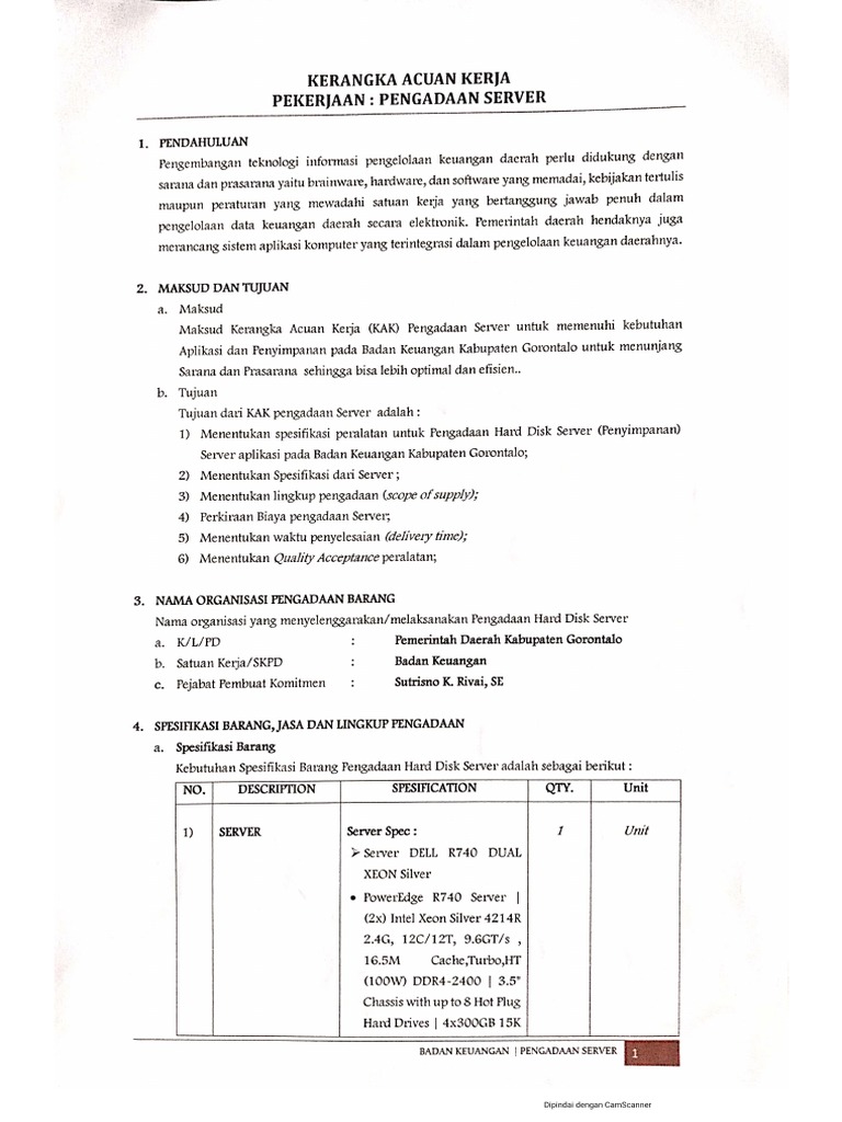 Kak Pengadaan Server Pdf