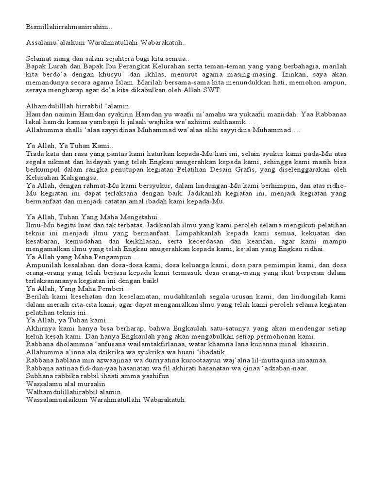 Naskah Doa 7 Penutup Pelatihan Diklat | PDF | Agama & Spiritualitas