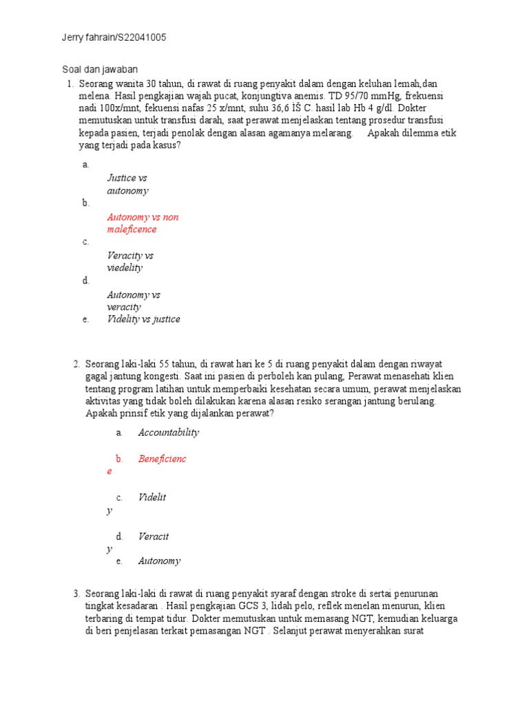SOAL ETIK S2 UAS Jawban | PDF | Kesehatan Holistik | Sains & Matematika