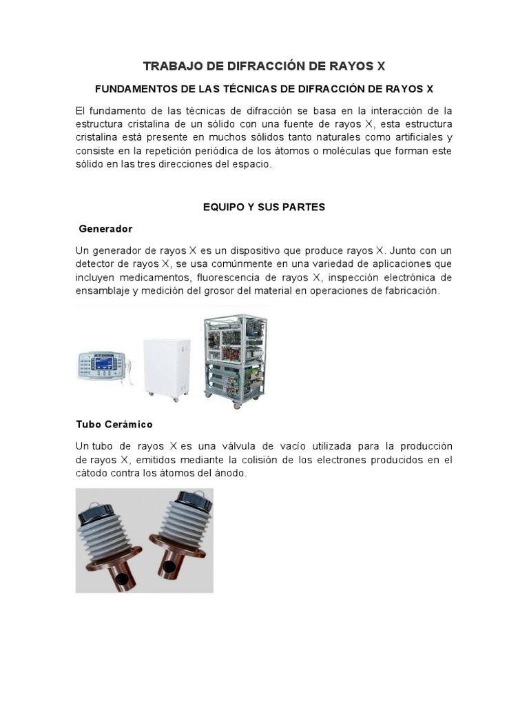 Trabajo de Difracción de Rayos X | Descargar gratis PDF | Cristalografía de rayos X | Rayo X