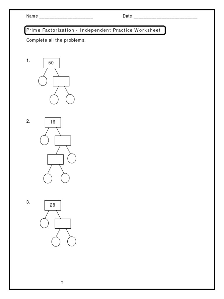 Complete All The Problems.: Prime Factorization - Independent Practice Worksheet | PDF | Computers