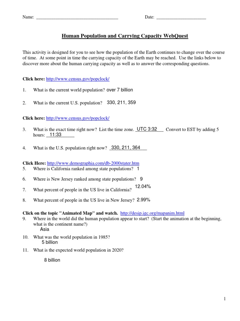 Human Population Webquest Multisites | PDF | Population | World Population