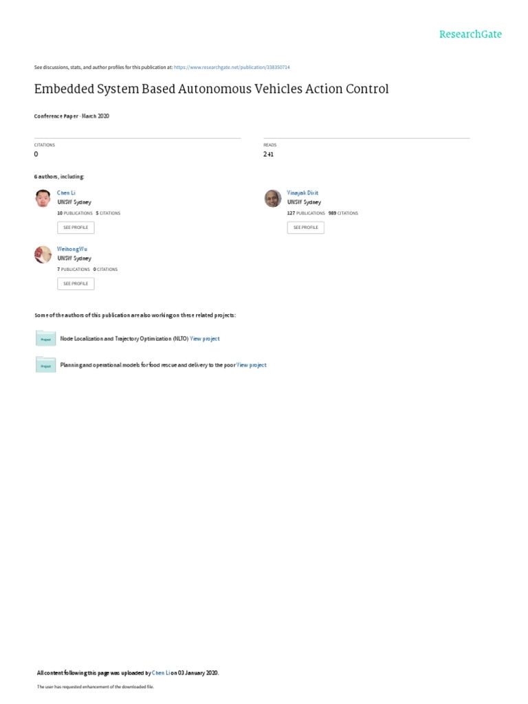 Embedded System Based Autonomous Vehicles Action Control: Achieving ...