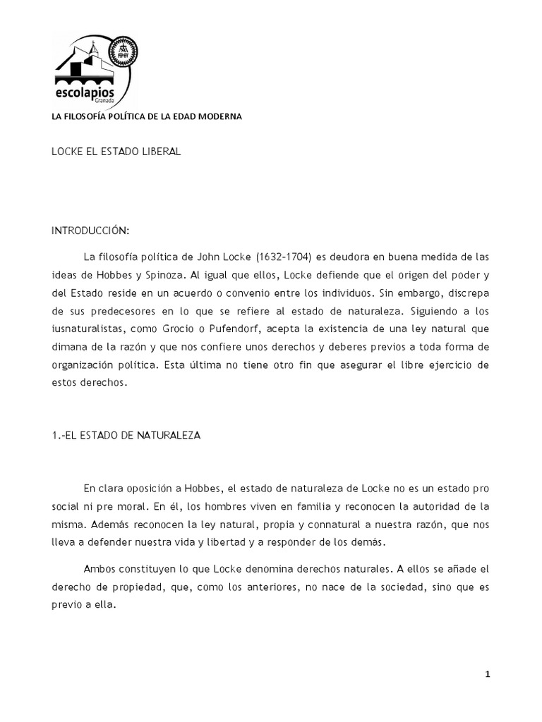 Locke El Estado Liberal | PDF | John Locke | Estado (política)