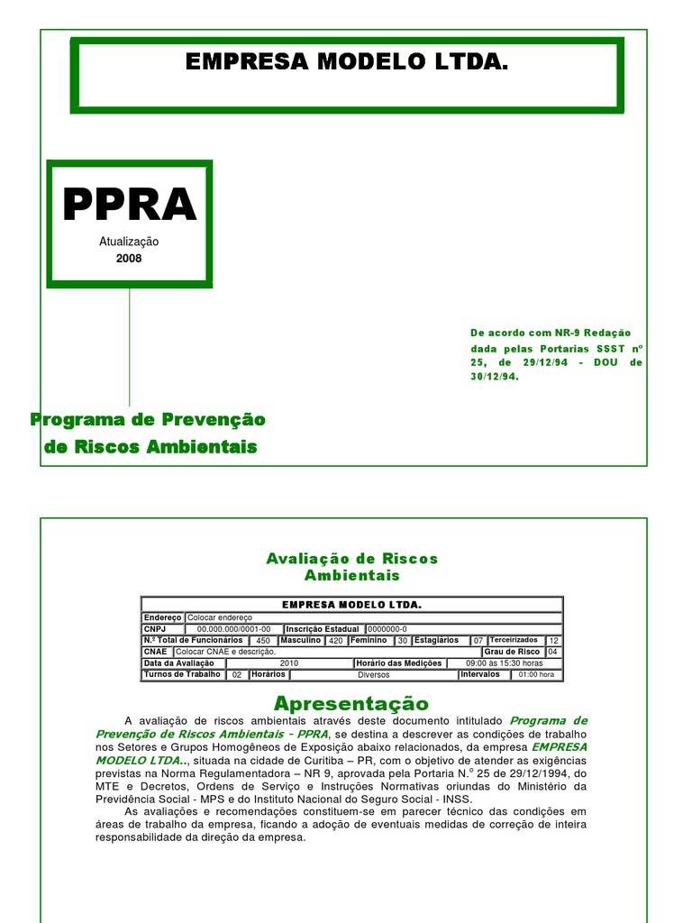 Ppra Modelo | PDF | Tempo | Natureza