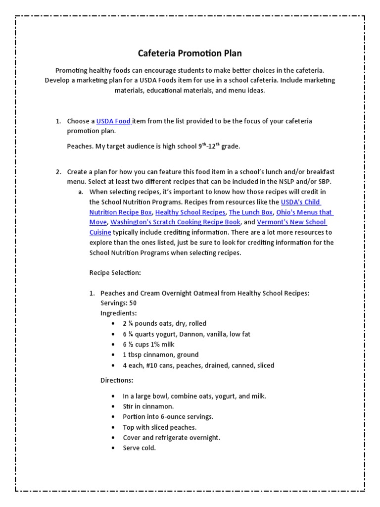 Completed - Cafeteria Promotion Plan | PDF | Oatmeal | Nutrition Facts ...