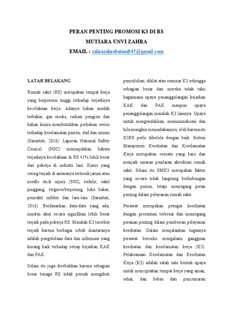 Promosi K3 di RS: Pentingnya Keselamatan Kerja | PDF | Pengembangan Diri | Kesehatan Holistik