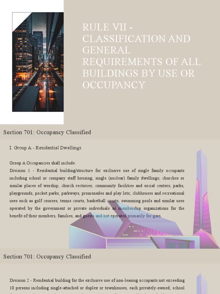 Rule Vii - Classification and General Requirements of All Buildings by ... Rule Vii - Classification and General Requirements of All Buildings by ...