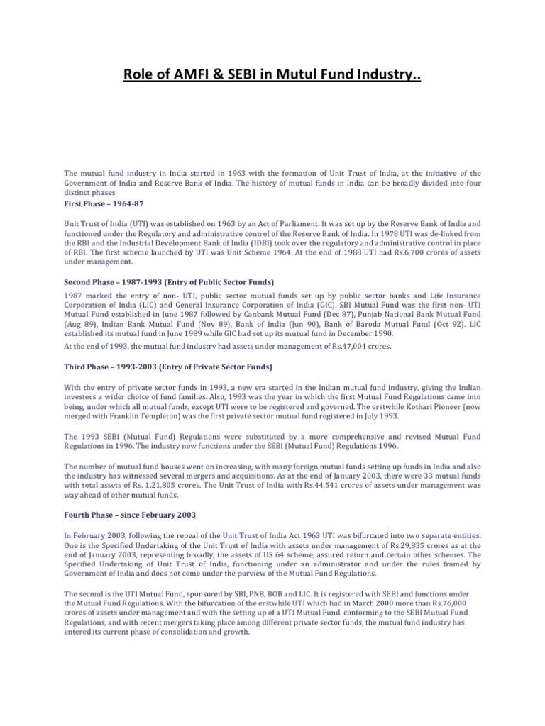 Role of AMFI | PDF | Investor | Investing
