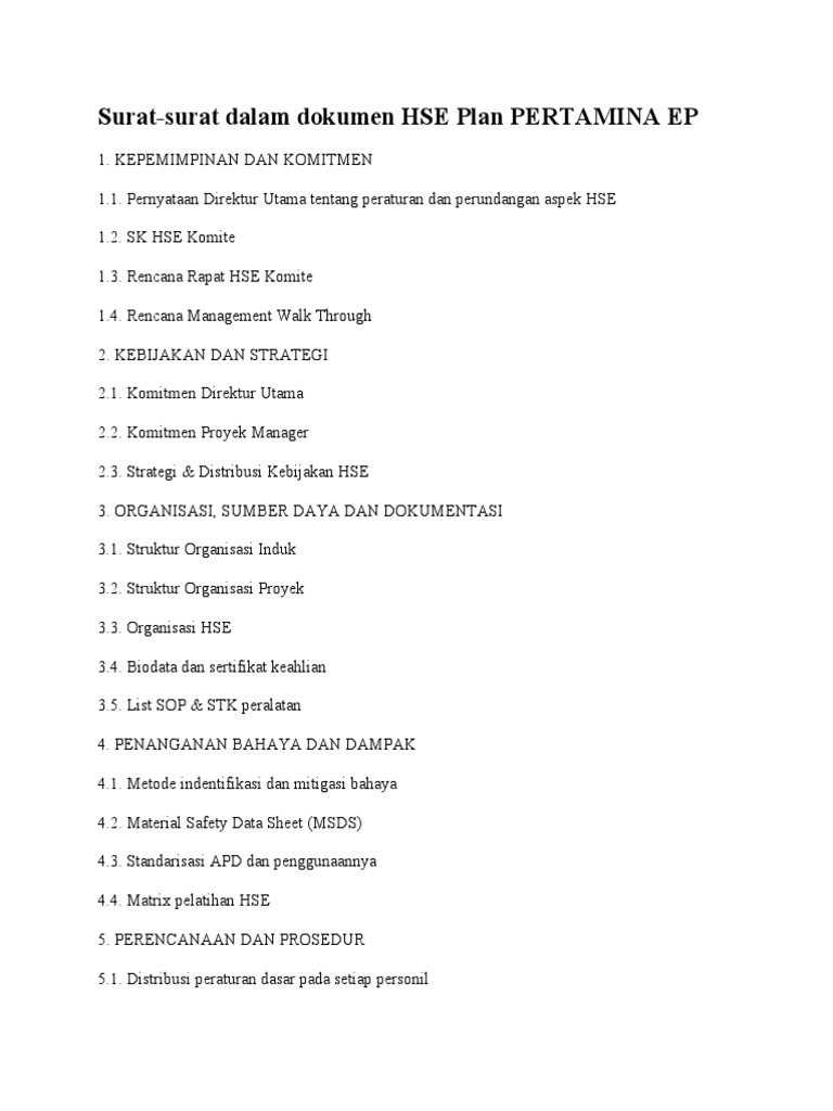 Hse Plan Pertamina Ep | PDF