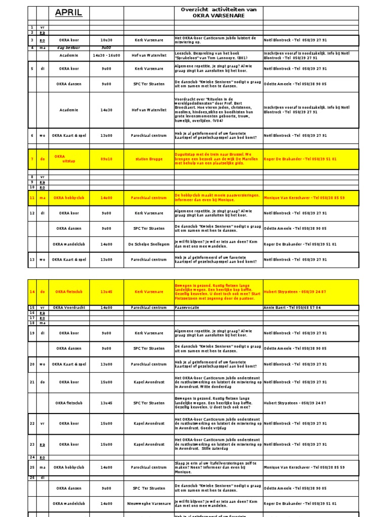 Okra Varsenare Kalender April 2011 | PDF