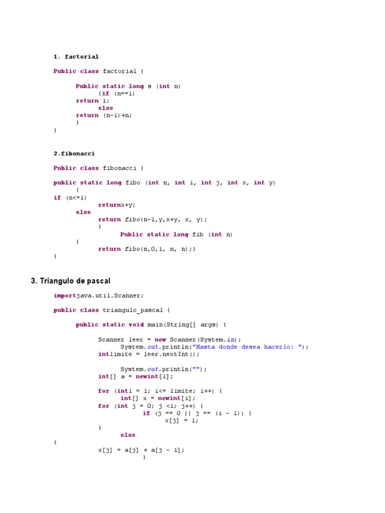 Factorial: 3. Triangulo de Pascal | PDF | Computer Programming | Computing