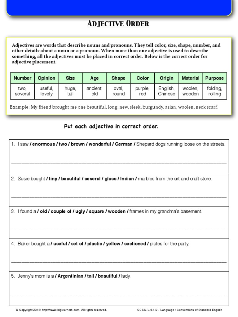 Adjective Order | PDF