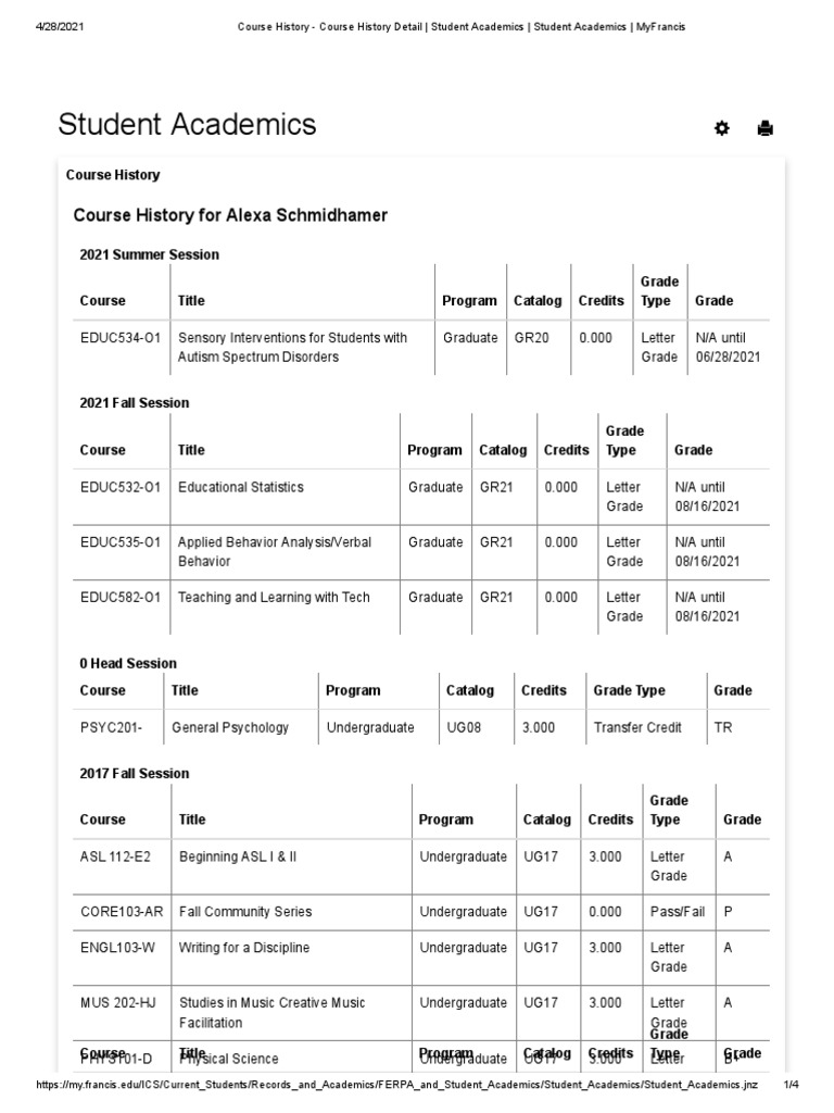 Course History - Course History Detail Student Academics Student ...