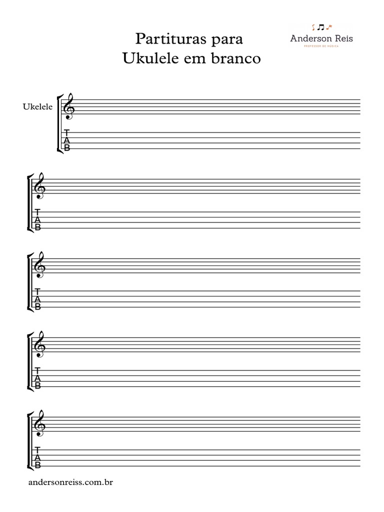 Partituras para Ukulele em Branco Com Tablatura - Partitura Completa | PDF