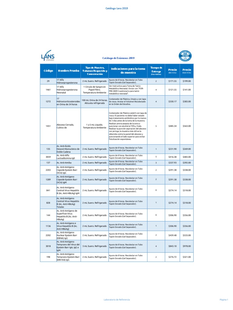 Catalogo Lans | PDF | Inmunología | Microbiología