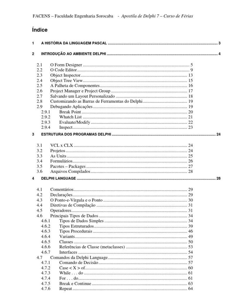 Apostila Delphi | PDF | Janela (informática) | Biblioteca (informática)