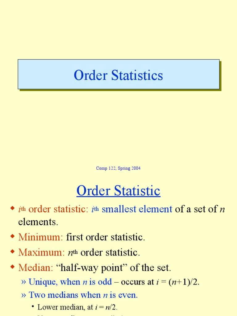 Median Order Statistics Pdf Mathematical Logic Algorithms And