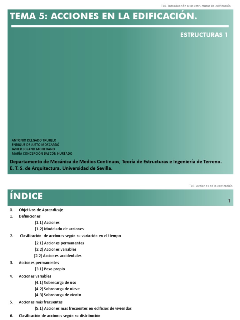 T05 Acciones en La Edificacion | PDF | Herida | Física Aplicada e Interdisciplinaria