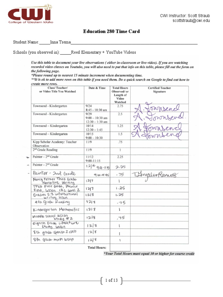 Time Card New | PDF | Phonics | Classroom
