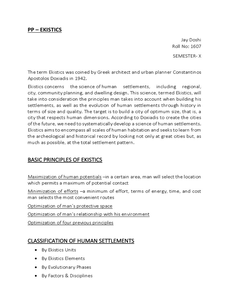 PP - Ekistics: Basic Principles of Ekistics | PDF