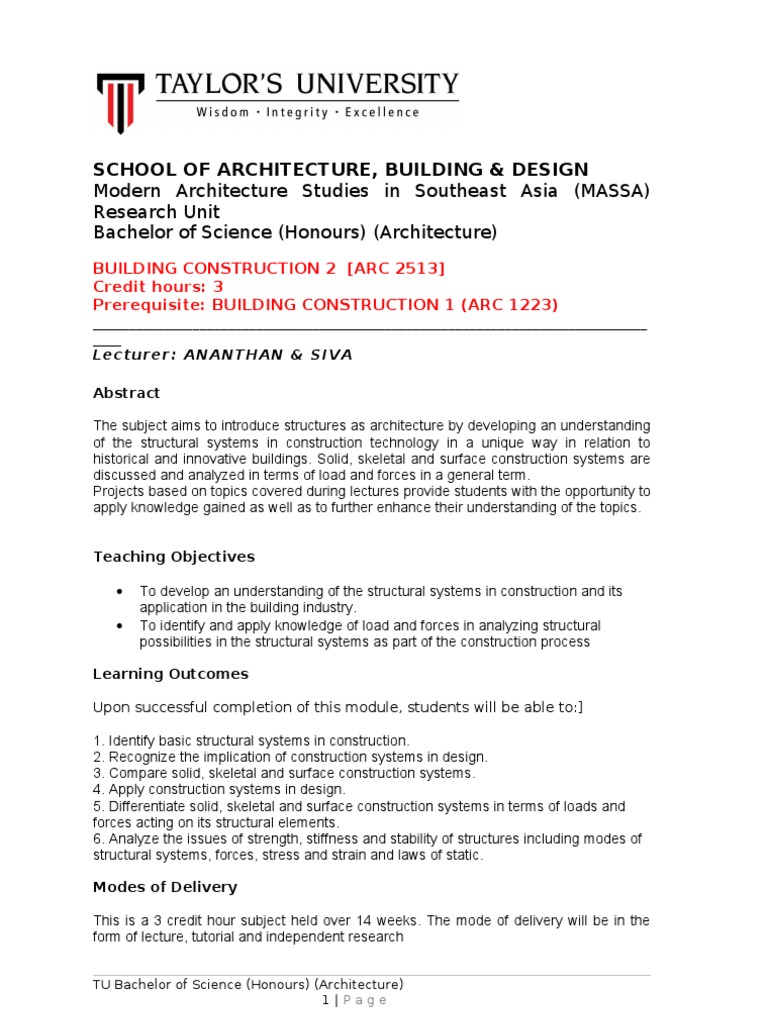 Building Construction Outline (Students) | PDF | Plagiarism | Test ...