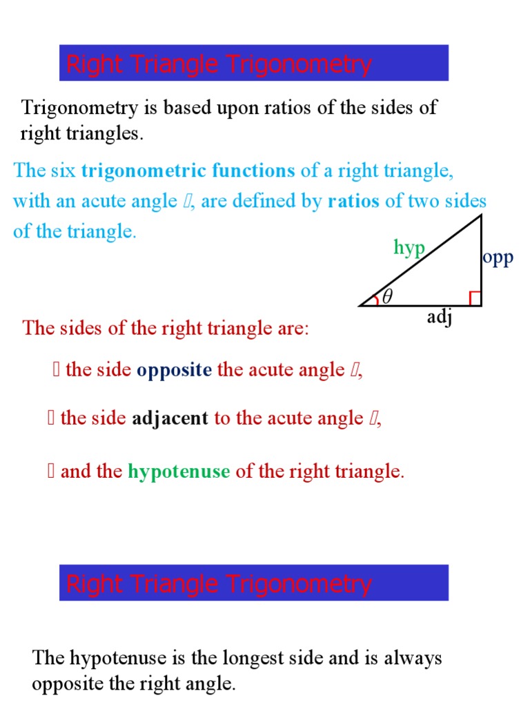 Trigonometry Ratios in Right Triangle | PDF | Trigonometric Functions ...