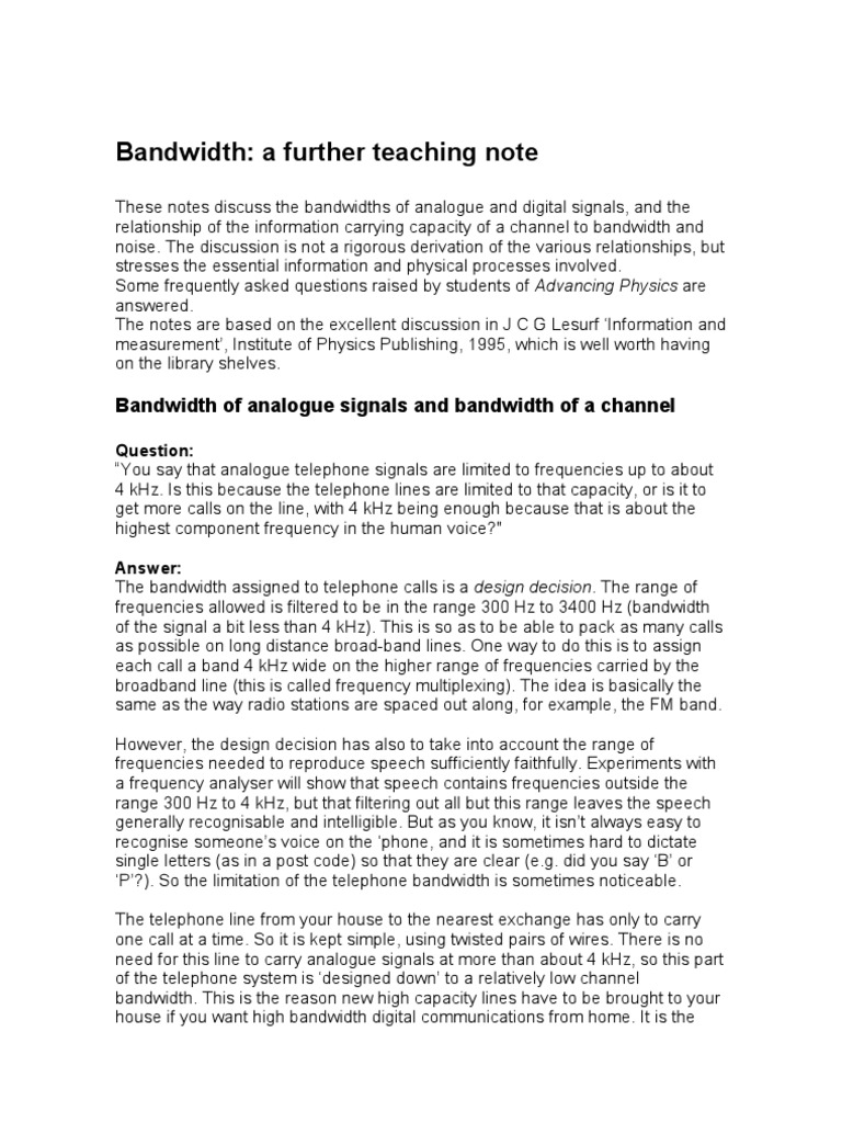 Bandwidth W 6 Pdf Sampling Signal Processing Bandwidth Signal 6857