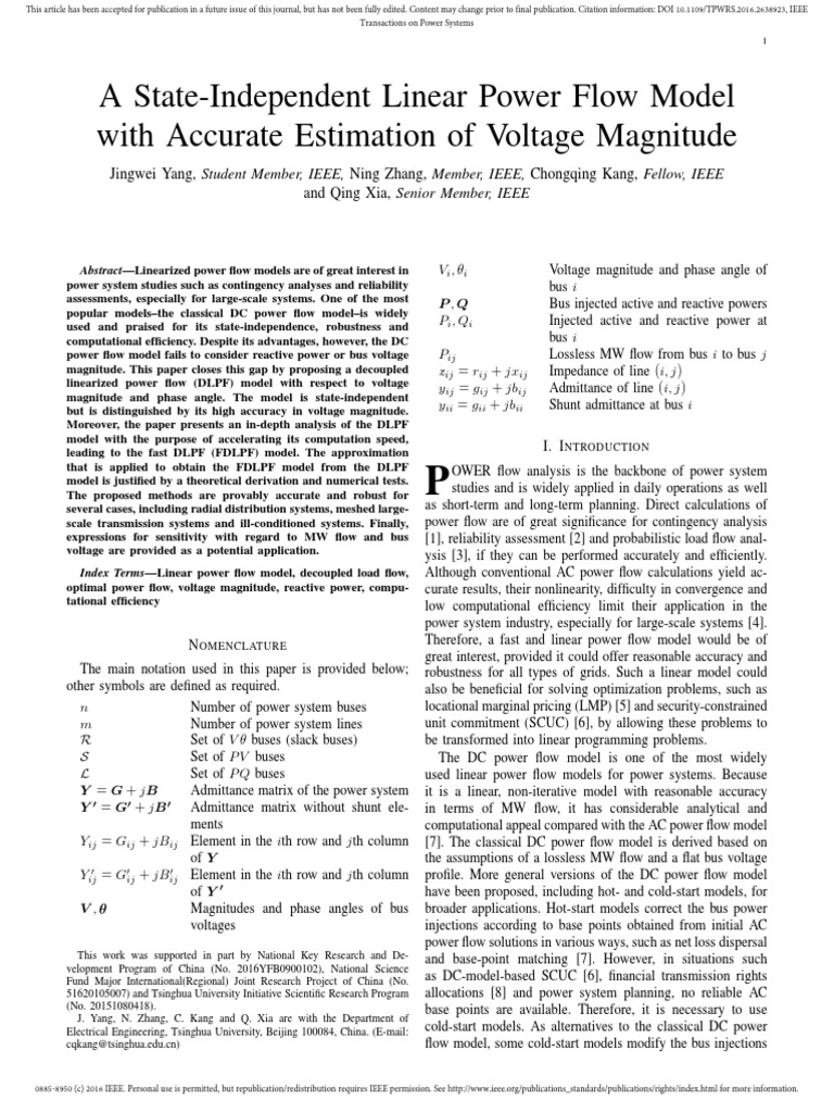 A State-Independent Linear Power Flow Model With Accurate Estimation of ...