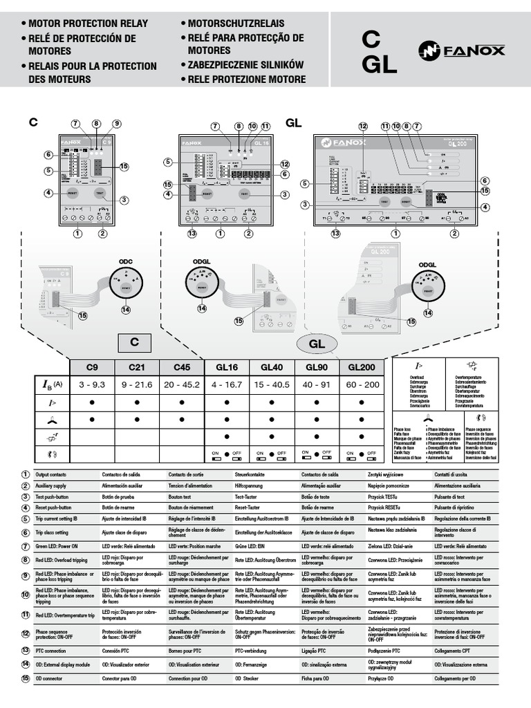Fanox GL 200 Motor Protection Relay 11363 11363 | PDF | Transformador ...
