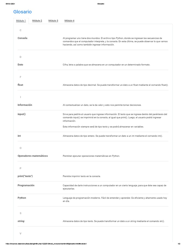 Glosario de Términos de Programación Python | PDF | Python (lenguaje de ...