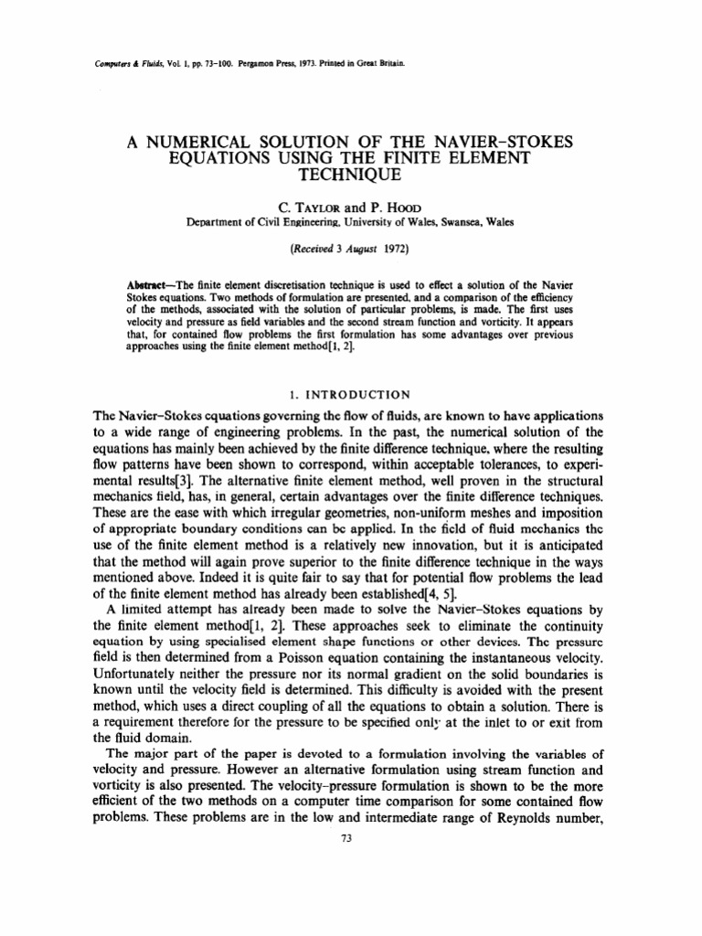 A Numerical Solution of The Navier-Stokes Equations Using The Finite ...