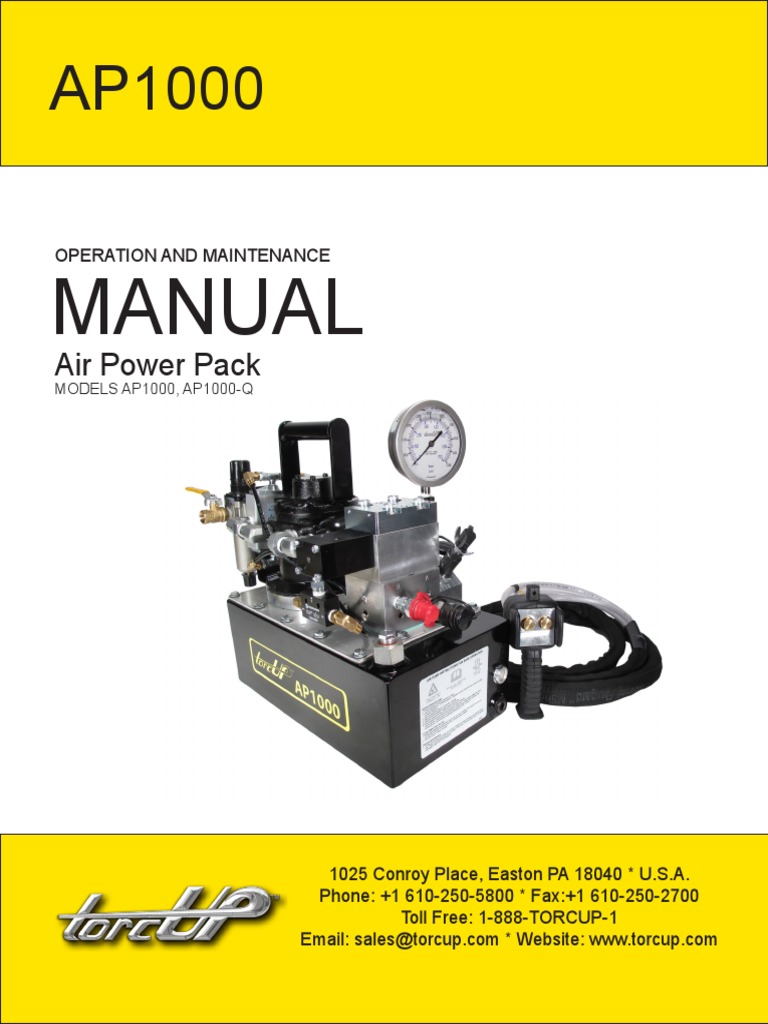 TorcUP AP1000 Operation Manual | PDF | Pump | Electric Motor