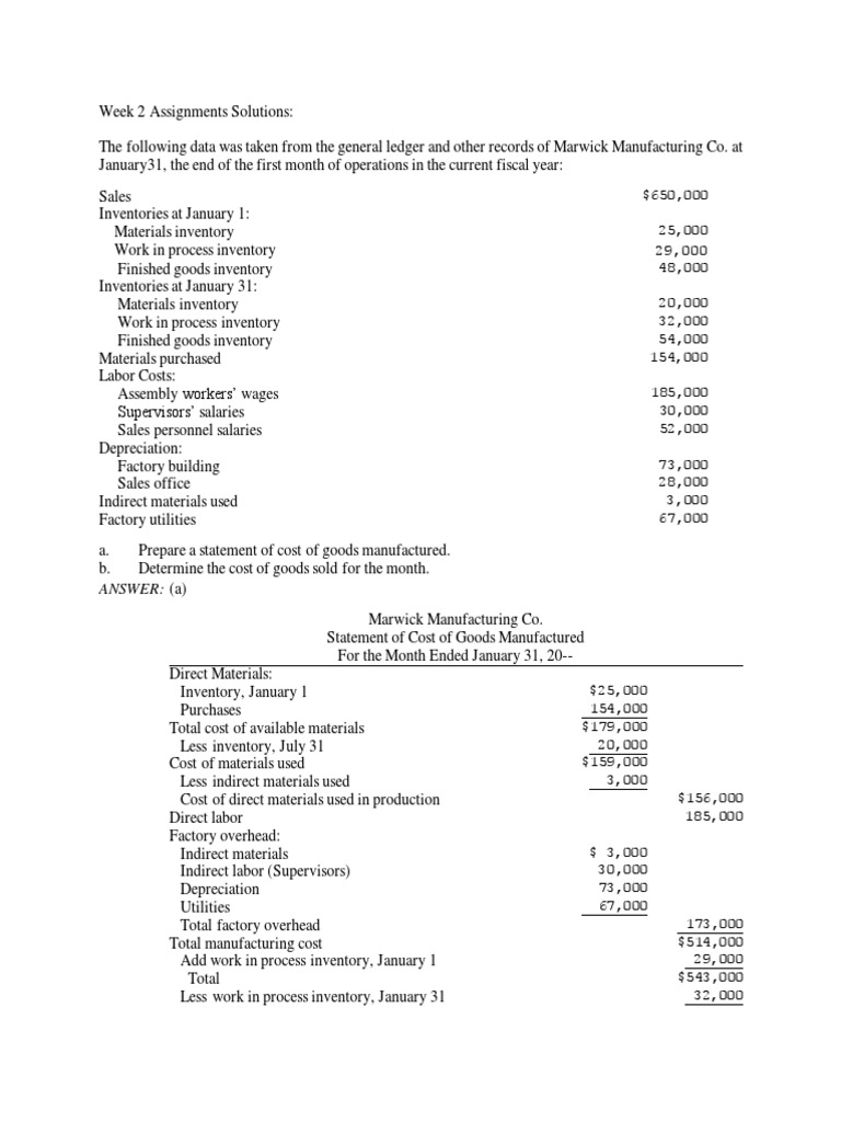 Week 2 Assignment Solution | PDF | Cost Of Goods Sold | Inventory