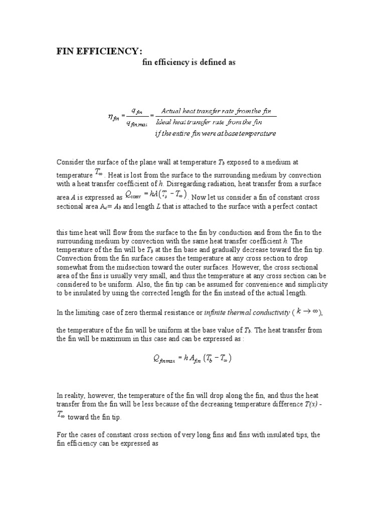 Fin Efficiency | PDF | Heat Transfer | Heat