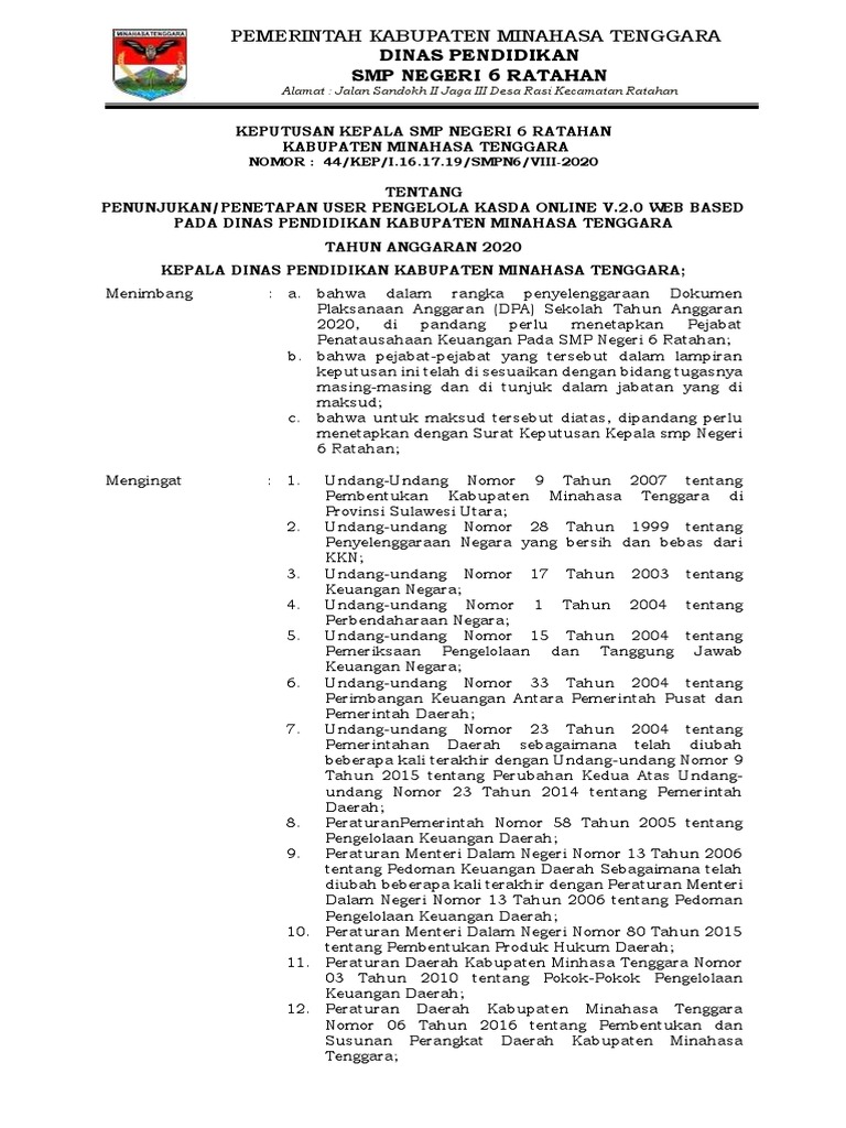 Penetapan User Kasda Online 2020 | PDF