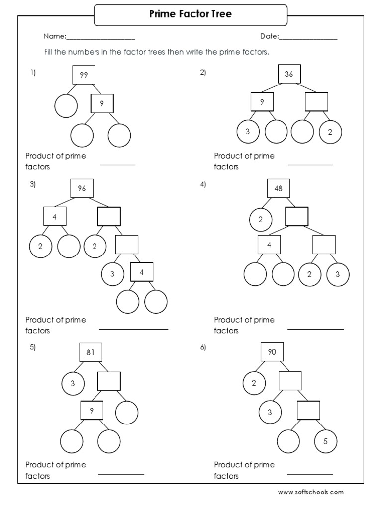 Prime Factor Tree Worksheet | PDF
