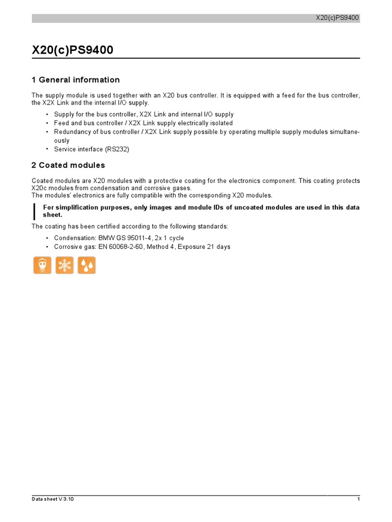 X20 (C) PS9400: 1 General Information | PDF | Input/Output | Power Supply