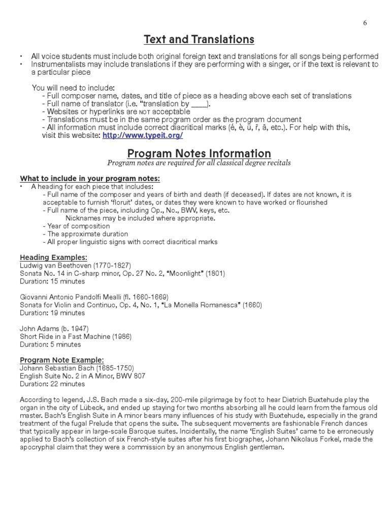 DePaul School of Music Recital Program Notes and Text/Translation ...