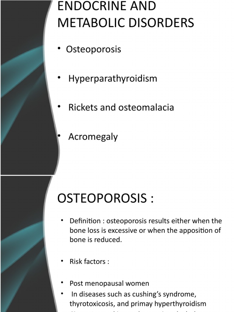 Endocrine and Metabolic Disorders | PDF | Osteoporosis | Parathyroid Gland