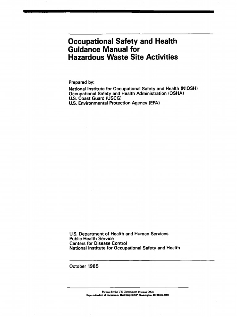 Occupational Safety and Health Guidance Manual For Hazardous Waste Site ...