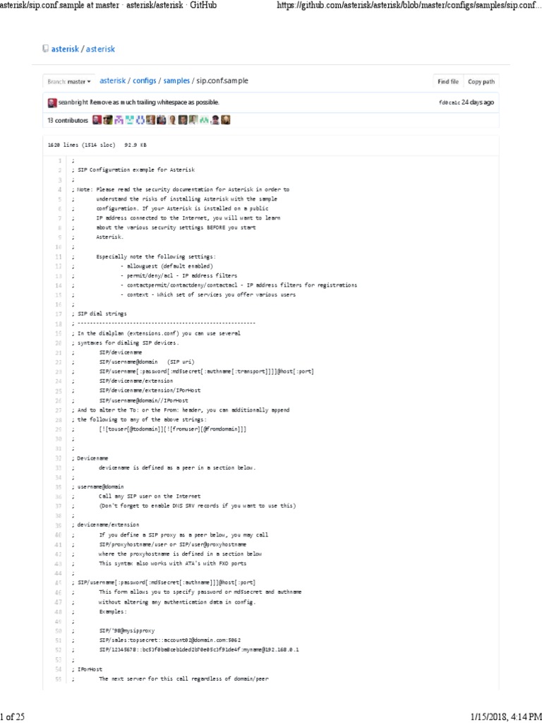 Asterisk Examples Config | PDF | Session Initiation Protocol | I Pv6 Asterisk Examples Config | PDF | Session Initiation Protocol | I Pv6