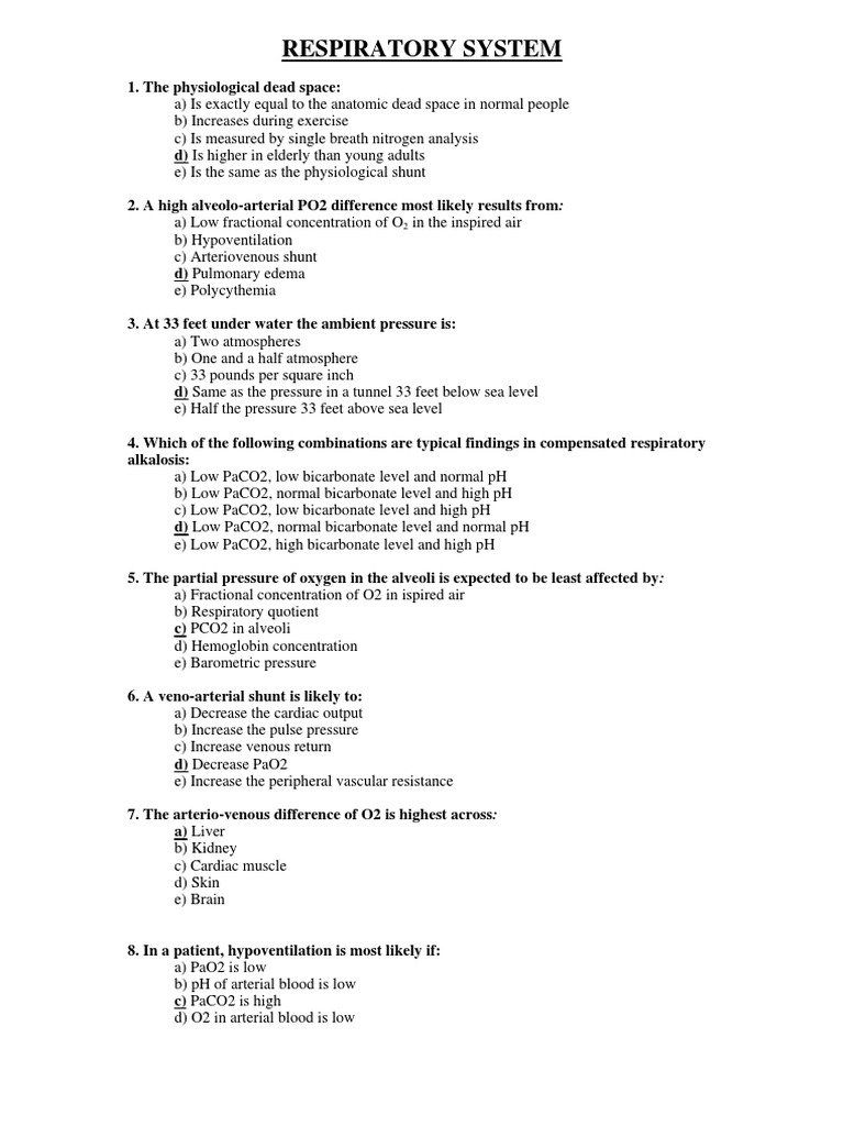 Key Concepts of the Respiratory System | PDF | Hypoxia (Medical ...