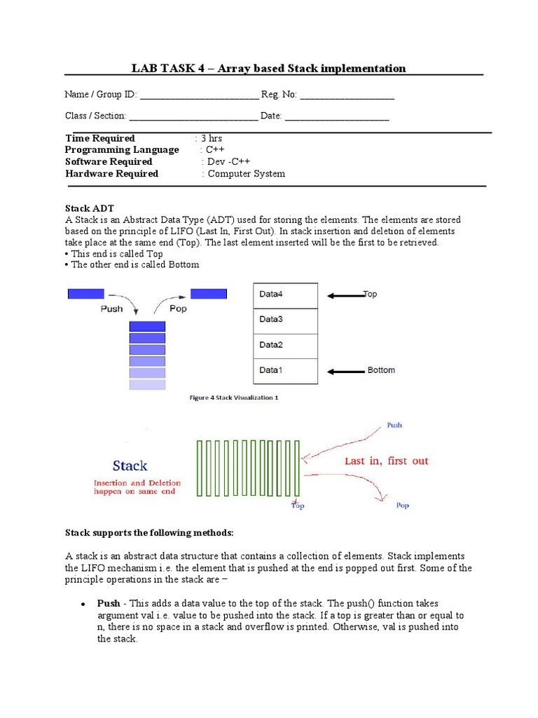 LAB TASK 4 - Array Based Stack Implementation | Download Free PDF | Integer (Computer Science ...