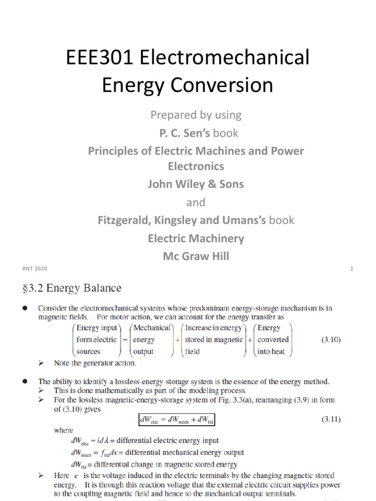 EEE301Sen Electromechanical Energy Conversion | PDF | Machines ...