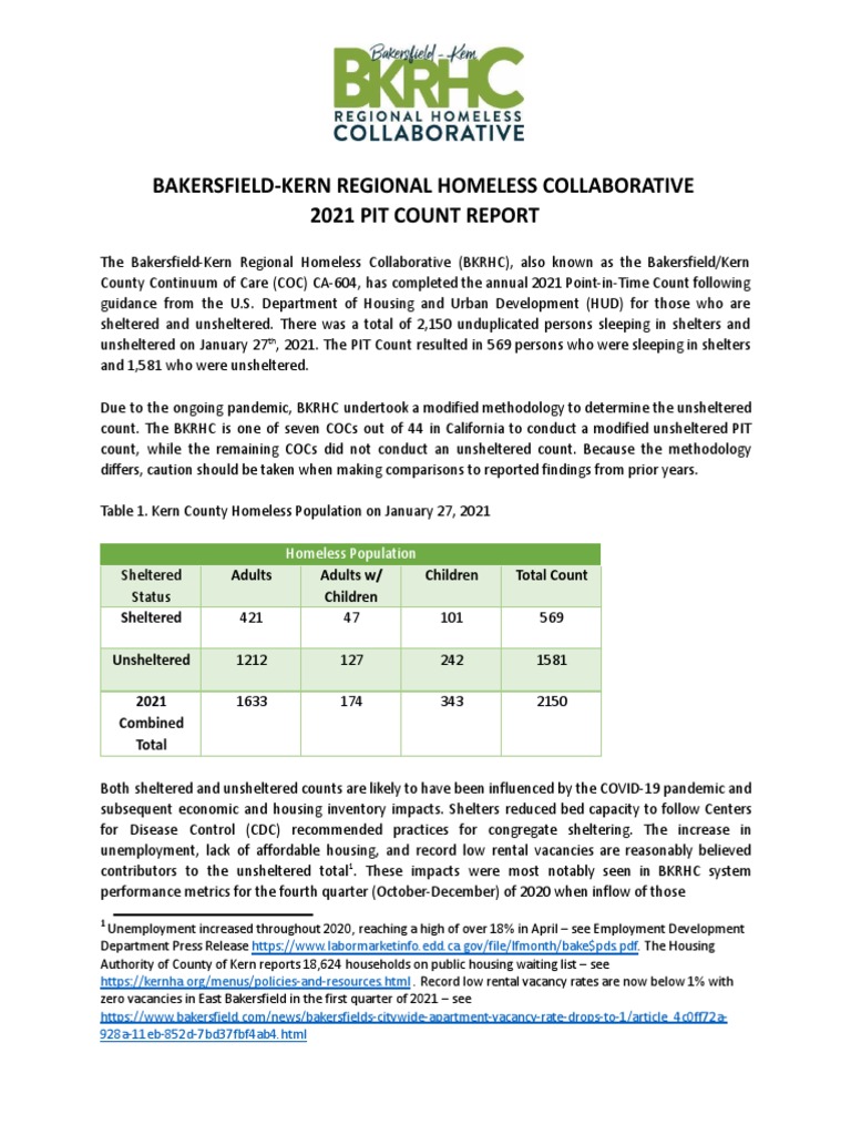 BKRHC 2021 PIT Count Report 042821 | PDF | Homelessness | Race And ...